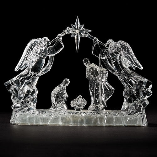 8.7"H LED Angels with Star over Nativity – Saint Mickael Art & Gifts