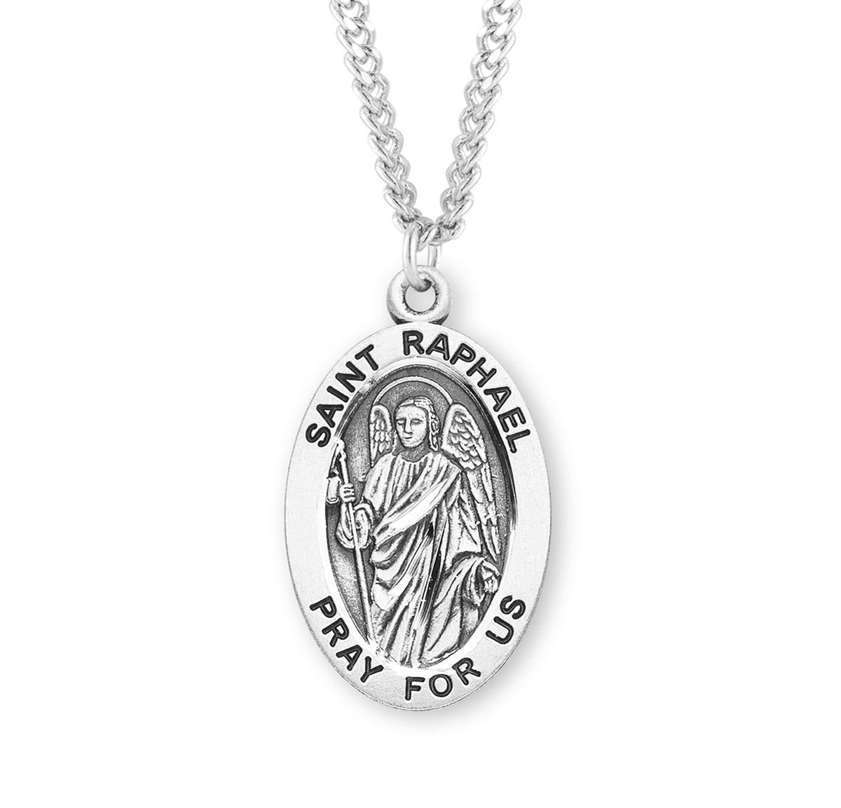 Patron Saint Raphael Archangel Oval Sterling Silver Medal – Saint ...