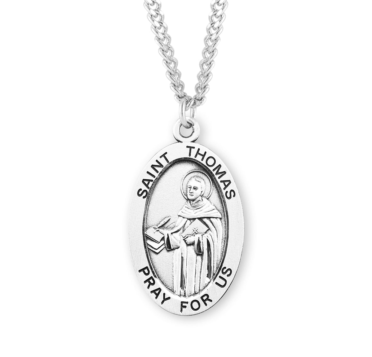 Patron Saint Thomas Aquinas Oval Sterling Silver Medal – Saint Mickael ...