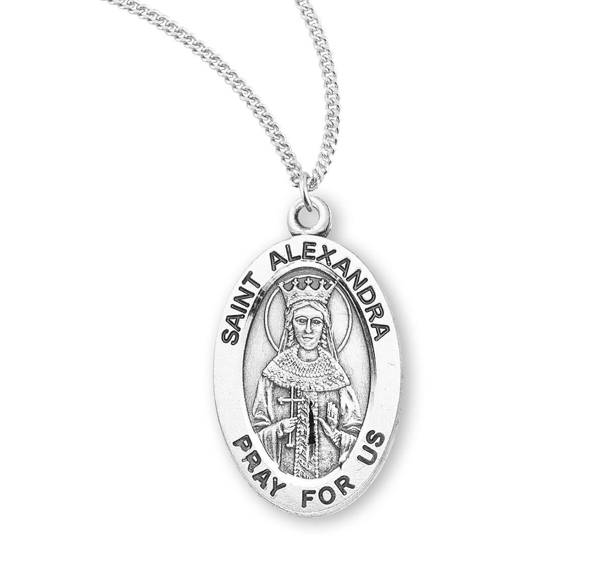 Patron Saint Alexandra Oval Sterling Silver Medal – Saint Mickael Art ...