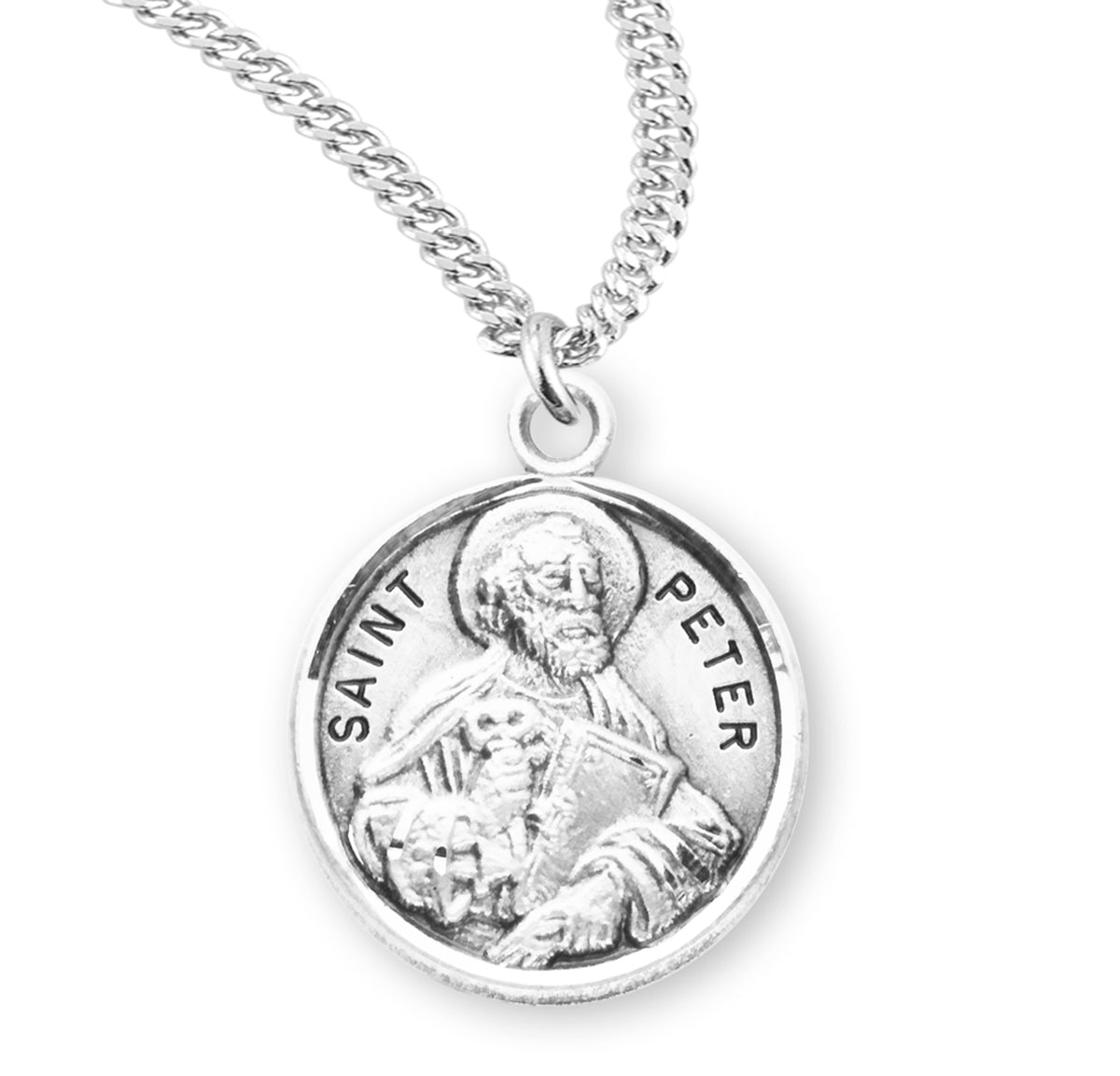 Patron Saint Peter Round Sterling Silver Medal – Saint Mickael Art & Gifts